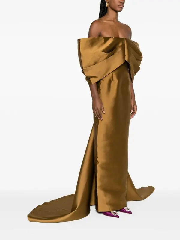 solace london gold dress SOLACE London Piaggi Maxi Dress in Gold