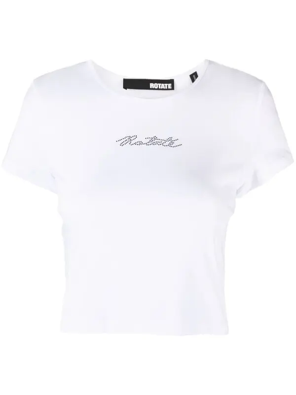 ROTATE BY BIRGER CHRISTENSEN Logo-appliqué Cropped T-shirt - White