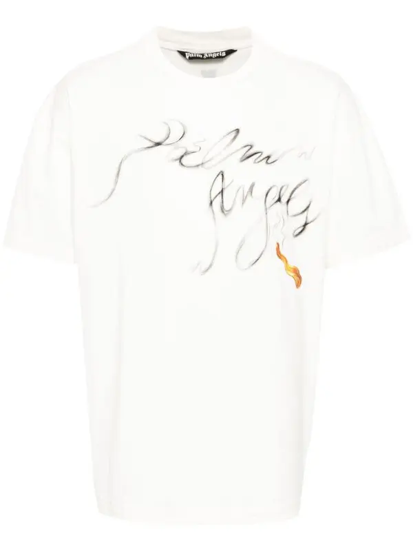 Palm Angels Foggy Logo-print T-shirt - White