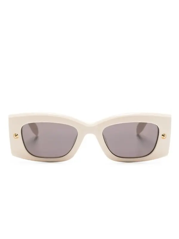 Alexander McQueen Stud-detailed Rectangle Sunglasses - Neutrals