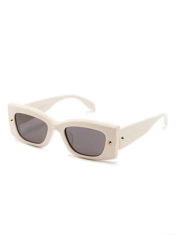 Alexander McQueen Stud-detailed Rectangle Sunglasses - Neutrals