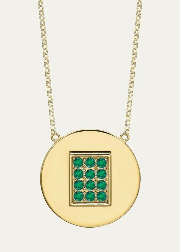 TRACEE NICHOLS 14k Yellow Gold Token Pendant Necklace - Emerald