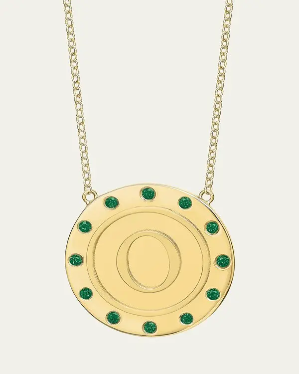 TRACEE NICHOLS 14k Yellow Gold Initial Token Necklace With Emeralds - O