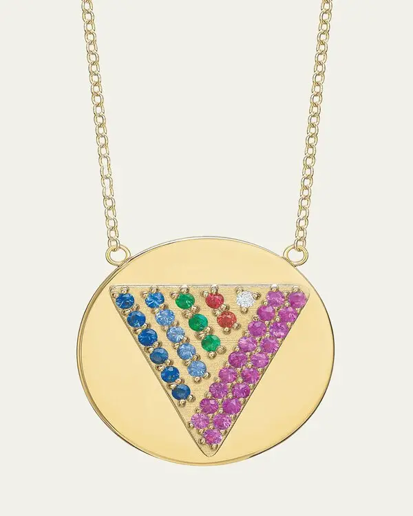 TRACEE NICHOLS 14k Gold Rainbow Sapphire Token Necklace - Multi