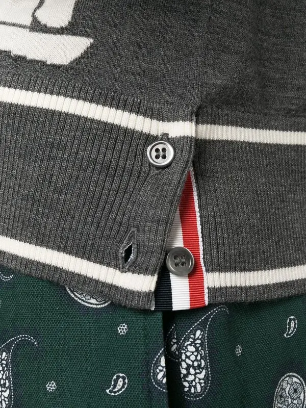 Thom Browne Sail Boat Motif Merino Wool Sweater