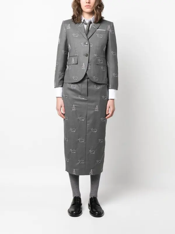 Thom Browne Motif-embroidered Single-breasted Blazer