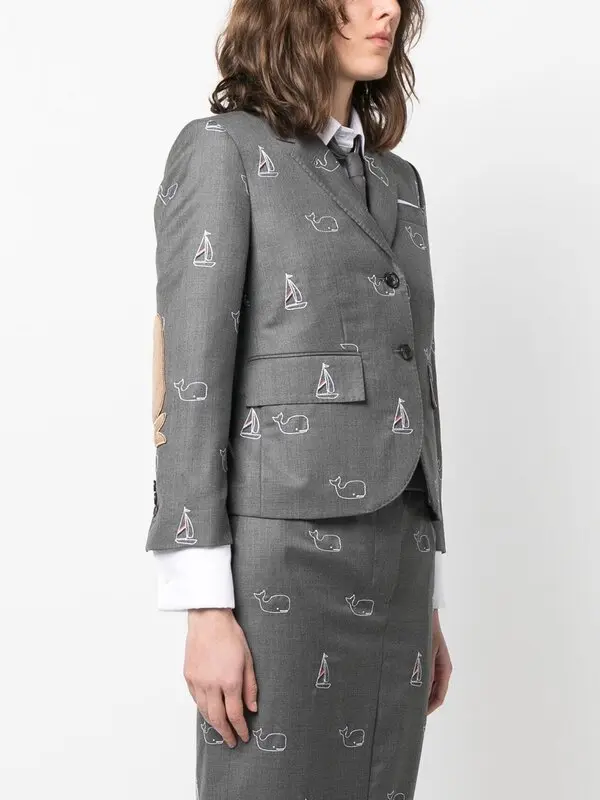 Thom Browne Motif-embroidered Single-breasted Blazer