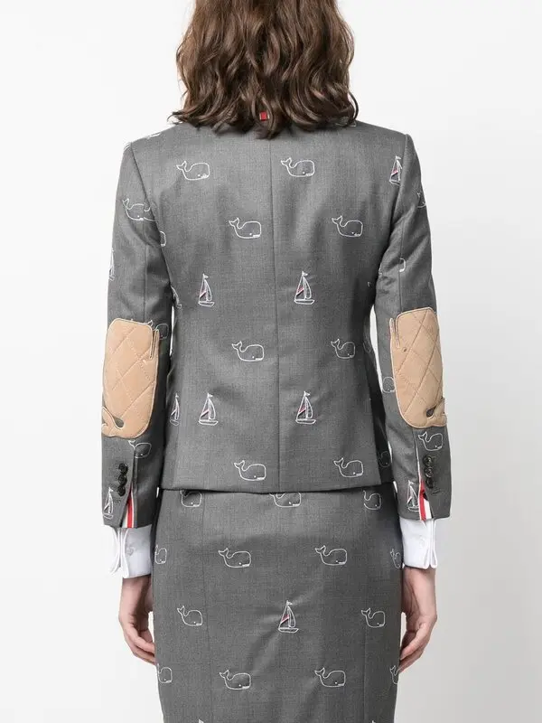 Thom Browne Motif-embroidered Single-breasted Blazer