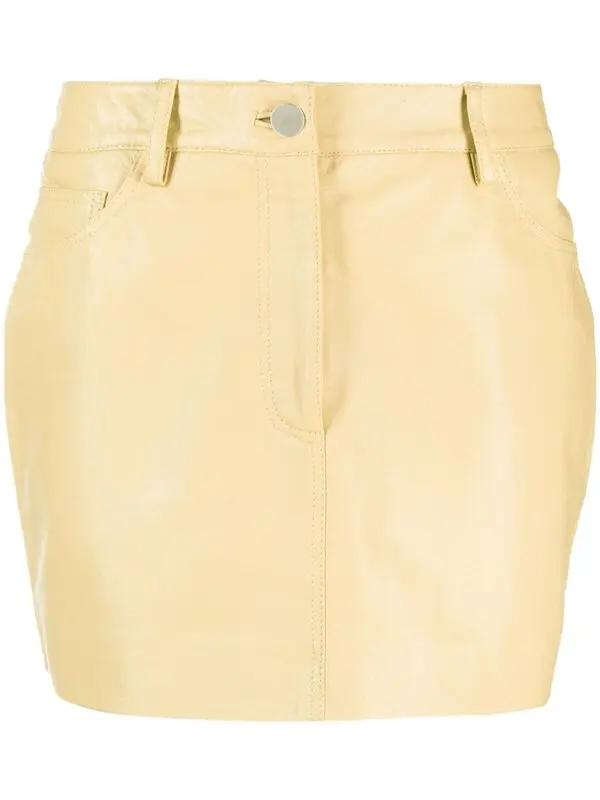 Remain Birger Christensen Leather Mini Skirt - Yellow