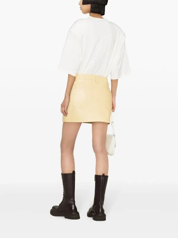 Remain Birger Christensen Leather Mini Skirt - Yellow