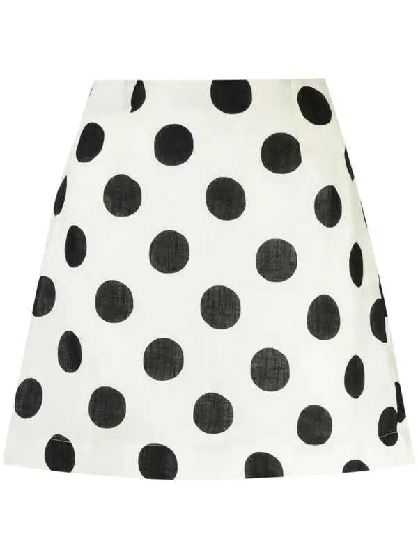 CALA DE LA CRUZ Lulo Polka Dot Linen Skirt