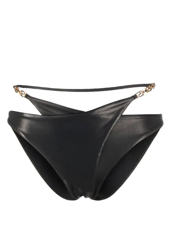 Versace Greca Detailed Layered Bikini Bottom - Black
