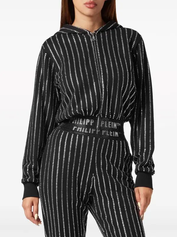 Philipp Plein Crystal-embellished Zip-up Hoodie