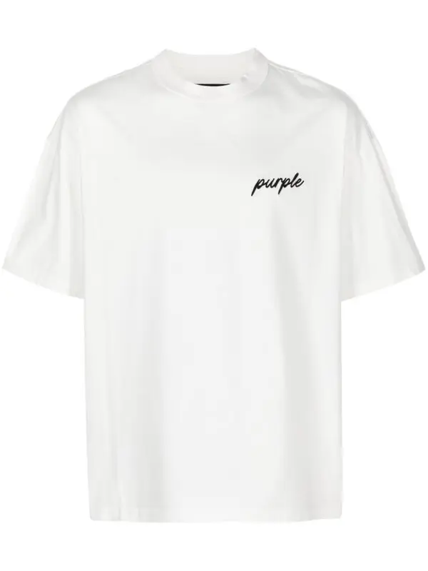 PURPLE BRAND Logo-embroidered Cotton T-shirt - White