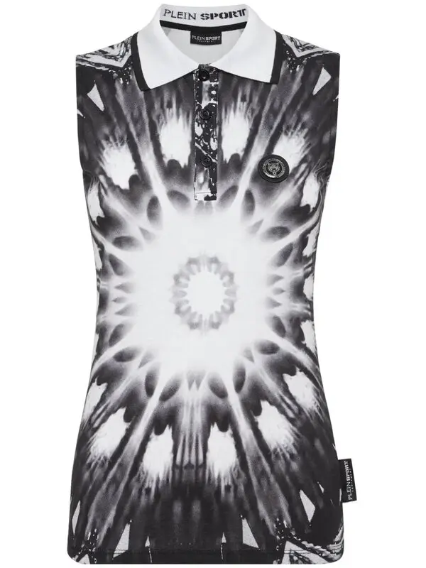 PLEIN SPORT Logo-print Sleeveless Polo Top