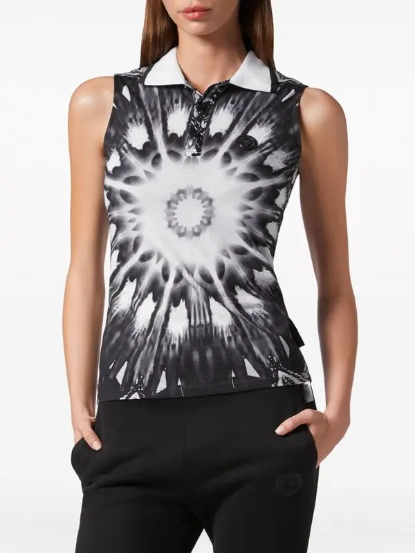 PLEIN SPORT Logo-print Sleeveless Polo Top