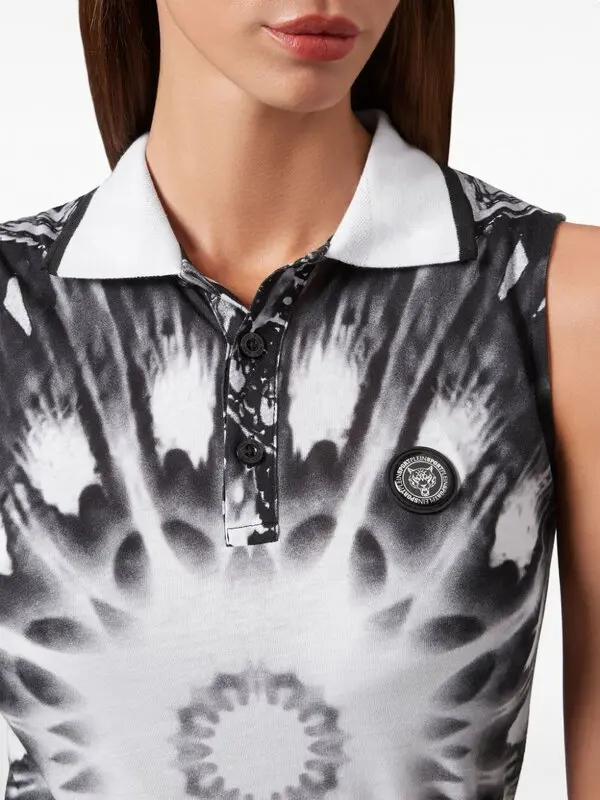 PLEIN SPORT Logo-print Sleeveless Polo Top