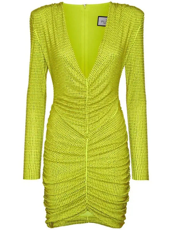 Philipp Plein Rhinestone-embellished Mini Dress - Yellow