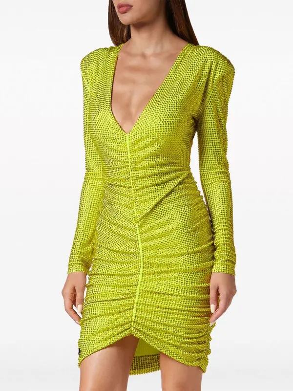 Philipp Plein Rhinestone-embellished Mini Dress - Yellow