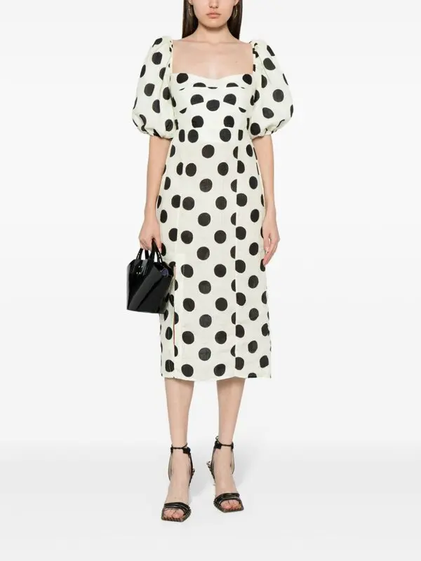 CALA DE LA CRUZ Chia Polka Dot Linen Dress