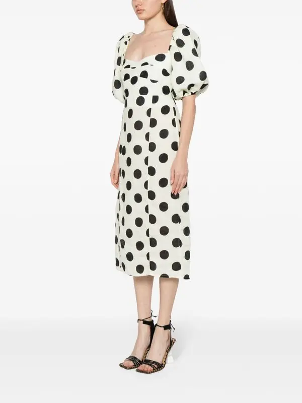 CALA DE LA CRUZ Chia Polka Dot Linen Dress