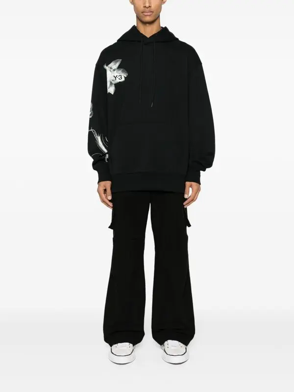 Y3 Floral-print Drawstring Hoodie