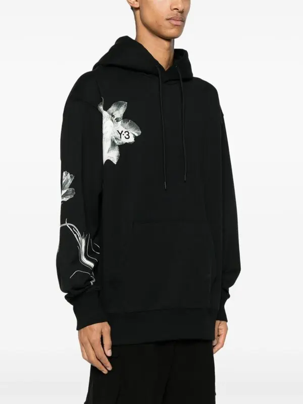 Y3 Floral-print Drawstring Hoodie