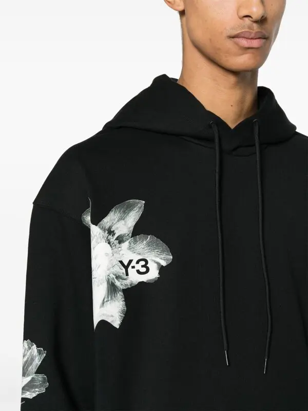 Y3 Floral-print Drawstring Hoodie