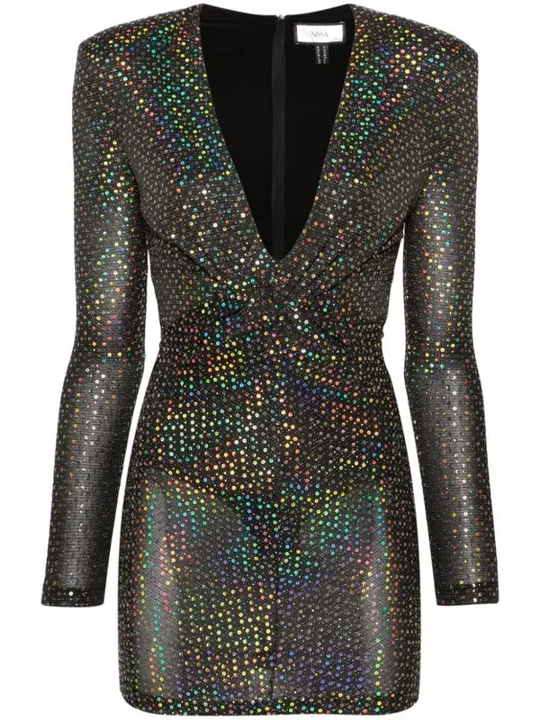 NISSA Long-sleeve Sequined Minidress