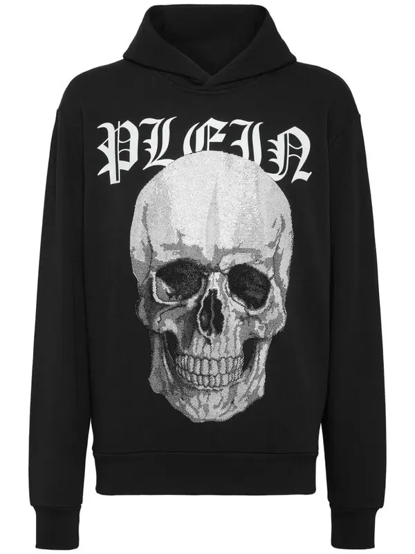 Philipp Plein Skull-print Rhinestone Hoodie - Black