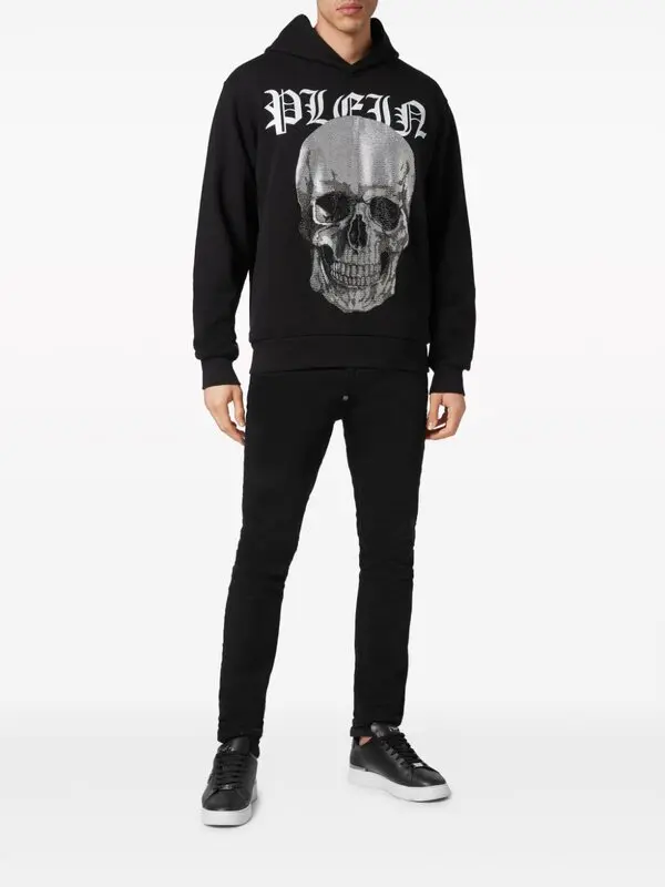 Philipp Plein Skull-print Rhinestone Hoodie - Black
