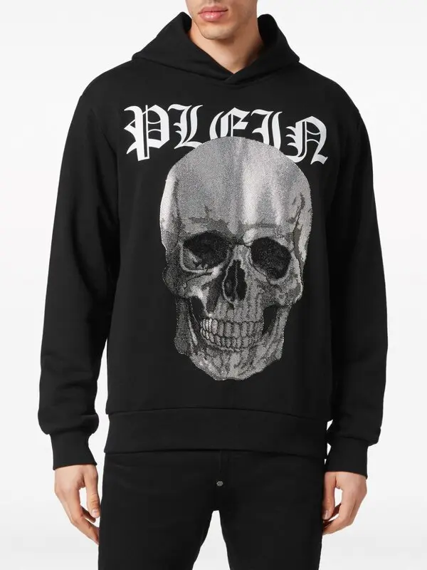 Philipp Plein Skull-print Rhinestone Hoodie - Black