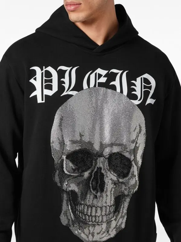 Philipp Plein Skull-print Rhinestone Hoodie - Black