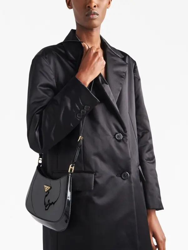 Prada Cleo Patent-leather Shoulder Bag - Black