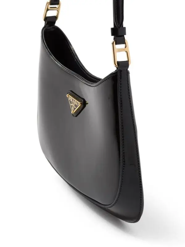 Prada Cleo Patent-leather Shoulder Bag - Black