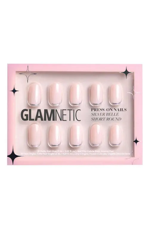 GLAMNETIC Short Round Press-on Nails Set - Silver Belle