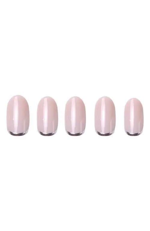 GLAMNETIC Short Round Press-on Nails Set - Silver Belle