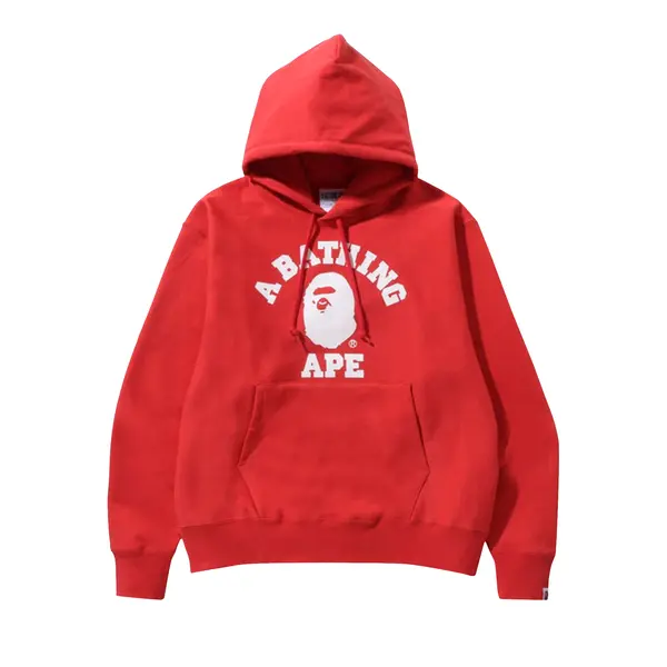 A BATHING APE Classic College Relaxed Fit Pullover Hoodie - Red