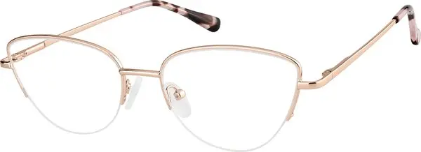 Zenni Cat-eye Half-rim Eyeglasses - Rose Gold