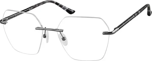 Zenni Geometric Rimless Prescription Glasses Mixed Frame