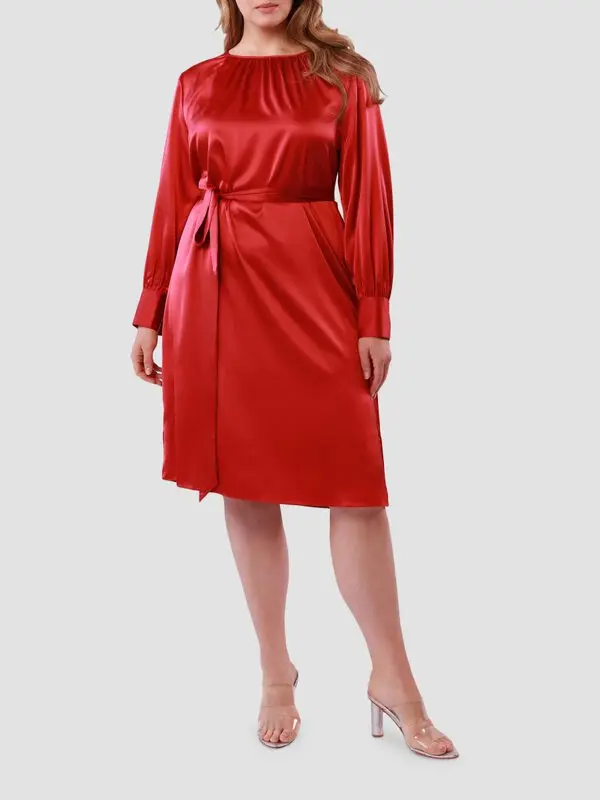 GABRIELLA ROSSETTI Natalia Stretch Silk Long-sleeve Dress