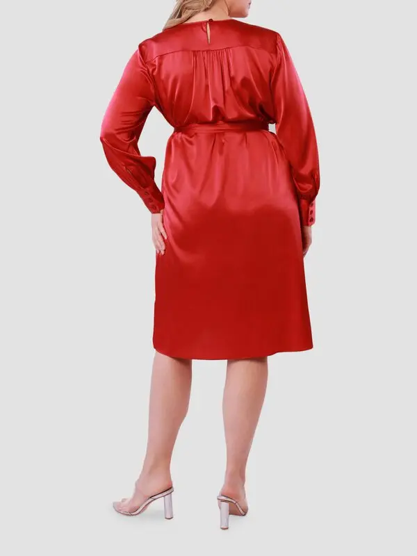 GABRIELLA ROSSETTI Natalia Stretch Silk Long-sleeve Dress