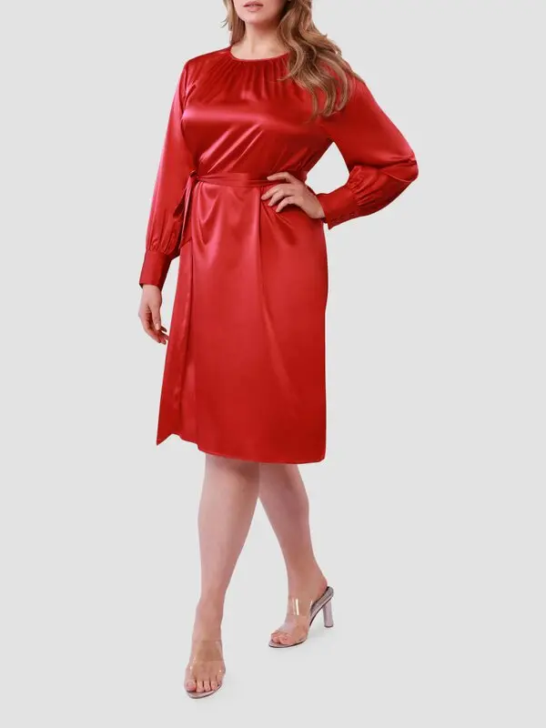 GABRIELLA ROSSETTI Natalia Stretch Silk Long-sleeve Dress