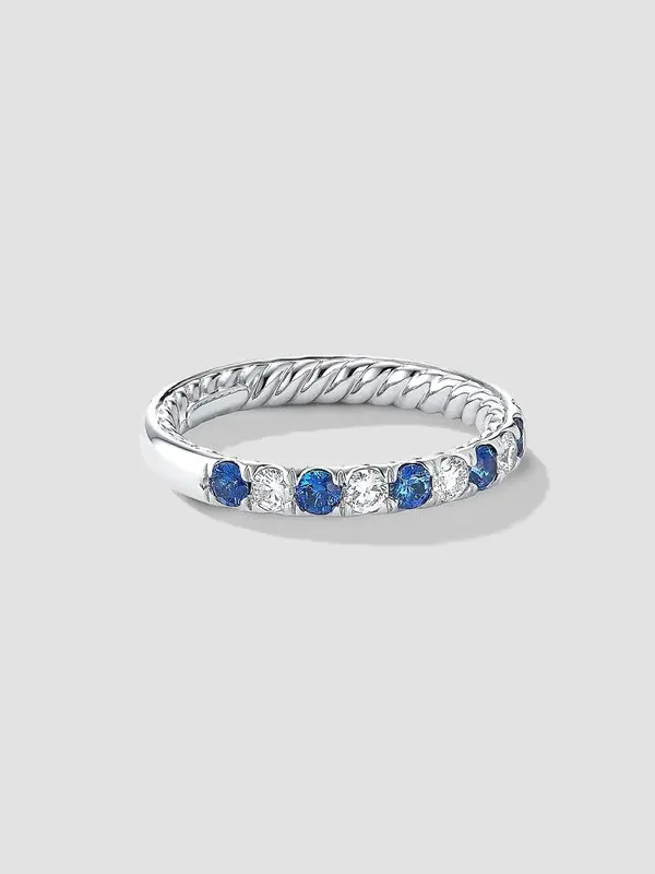 David Yurman Dy Eden Partway Band Ring In Platinum - Silver