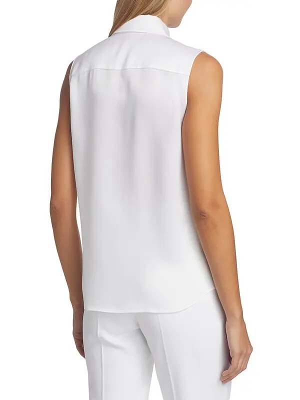 Michael Kors Sleeveless Charmeuse Blouse - Optic White