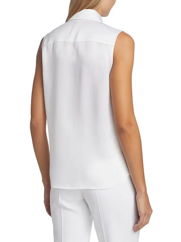Michael Kors Sleeveless Charmeuse Blouse - Optic White