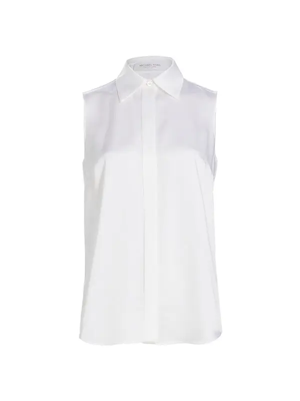 Michael Kors Sleeveless Charmeuse Blouse - Optic White