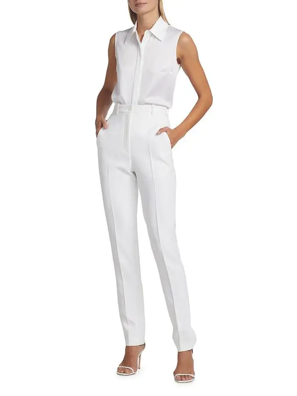 Michael Kors Sleeveless Charmeuse Blouse - Optic White