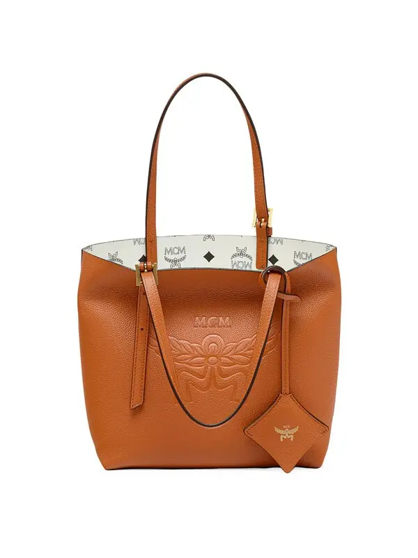 Mcm Himmel Mini Leather Shopper Bag - Cognac