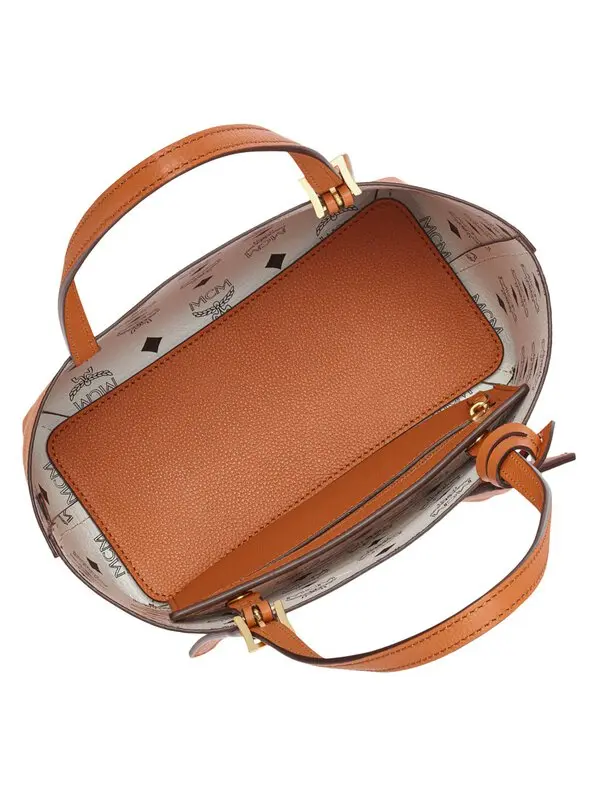 Mcm Himmel Mini Leather Shopper Bag - Cognac